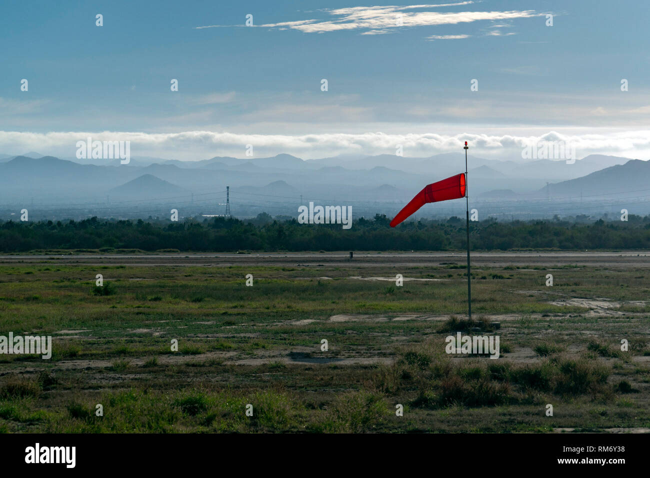 airport wind speed red sign direction Stock Photo - Alamy