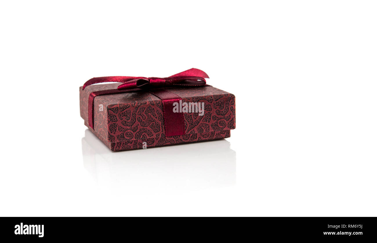 small box present red wrapped isolated on white background Stock Photo ...