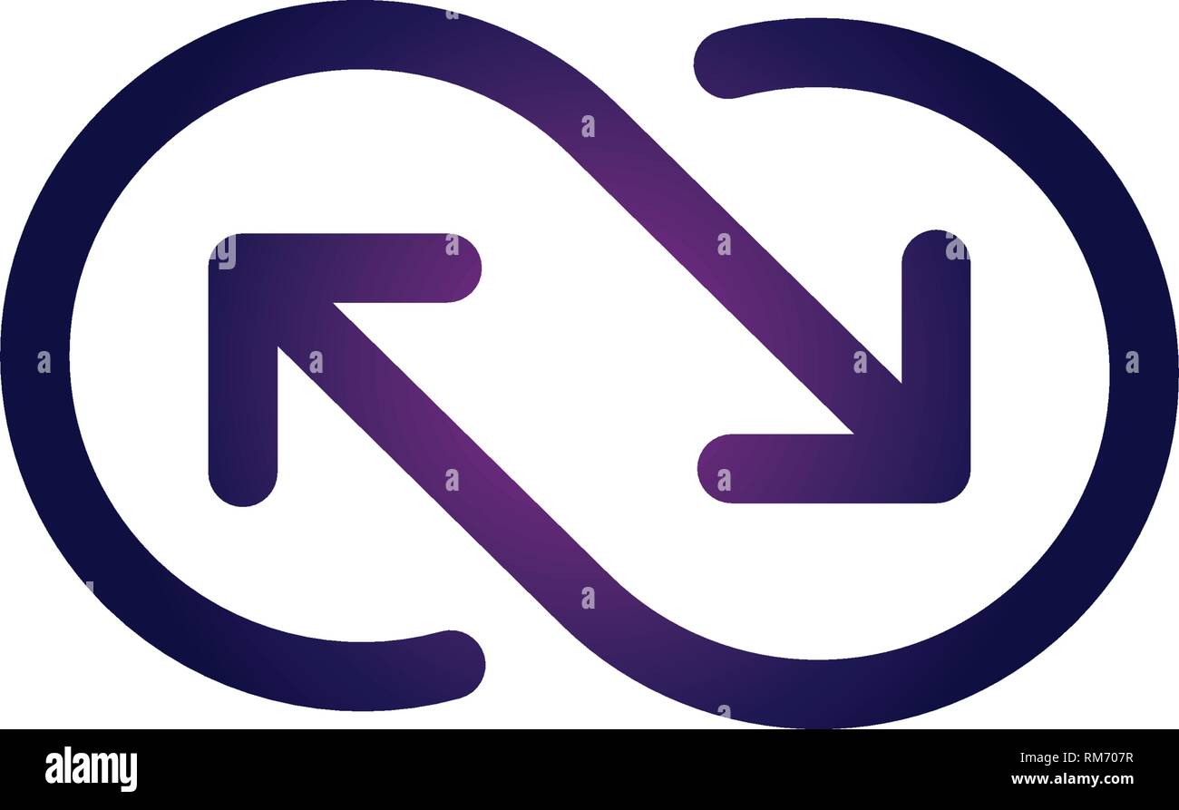 Vector icon of infinite sign made out of two arrows. Syncing or recycling logo. Vector ...