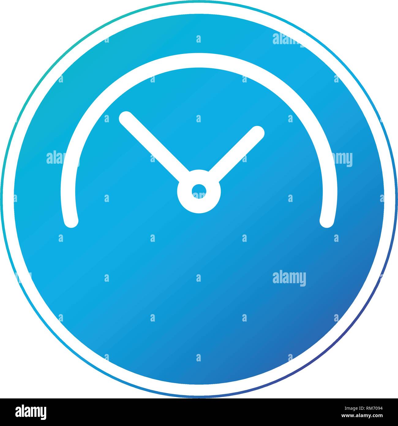 Half Clock in circle , linear icon. Vector illustration isolated on ...