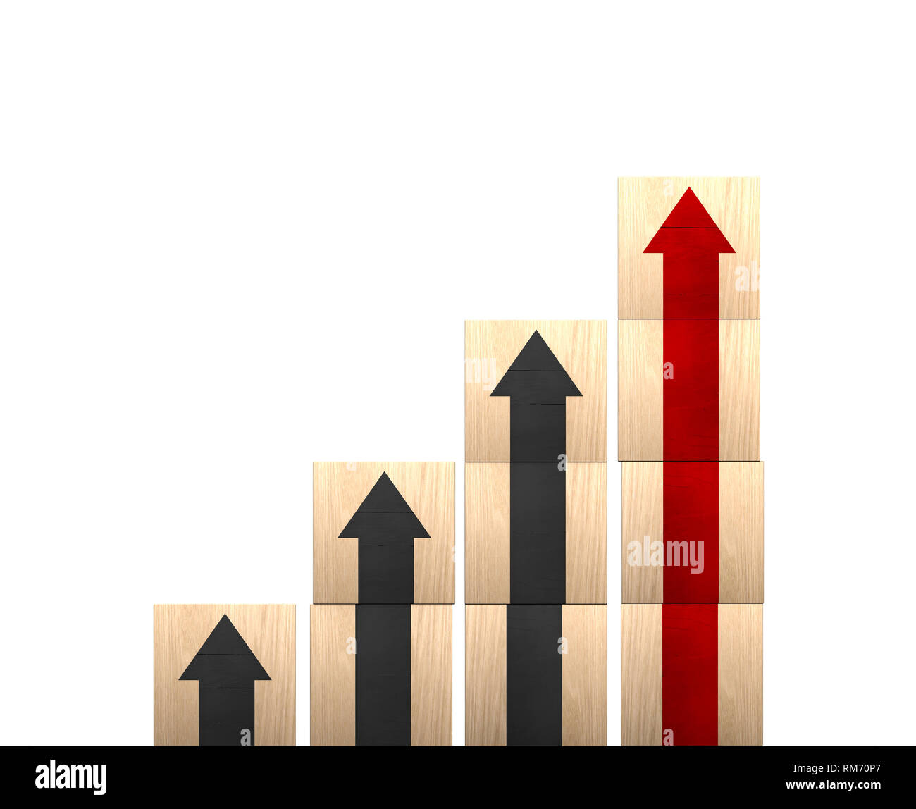 Wood block stacking as step stair with arrow up. Ladder career path ...