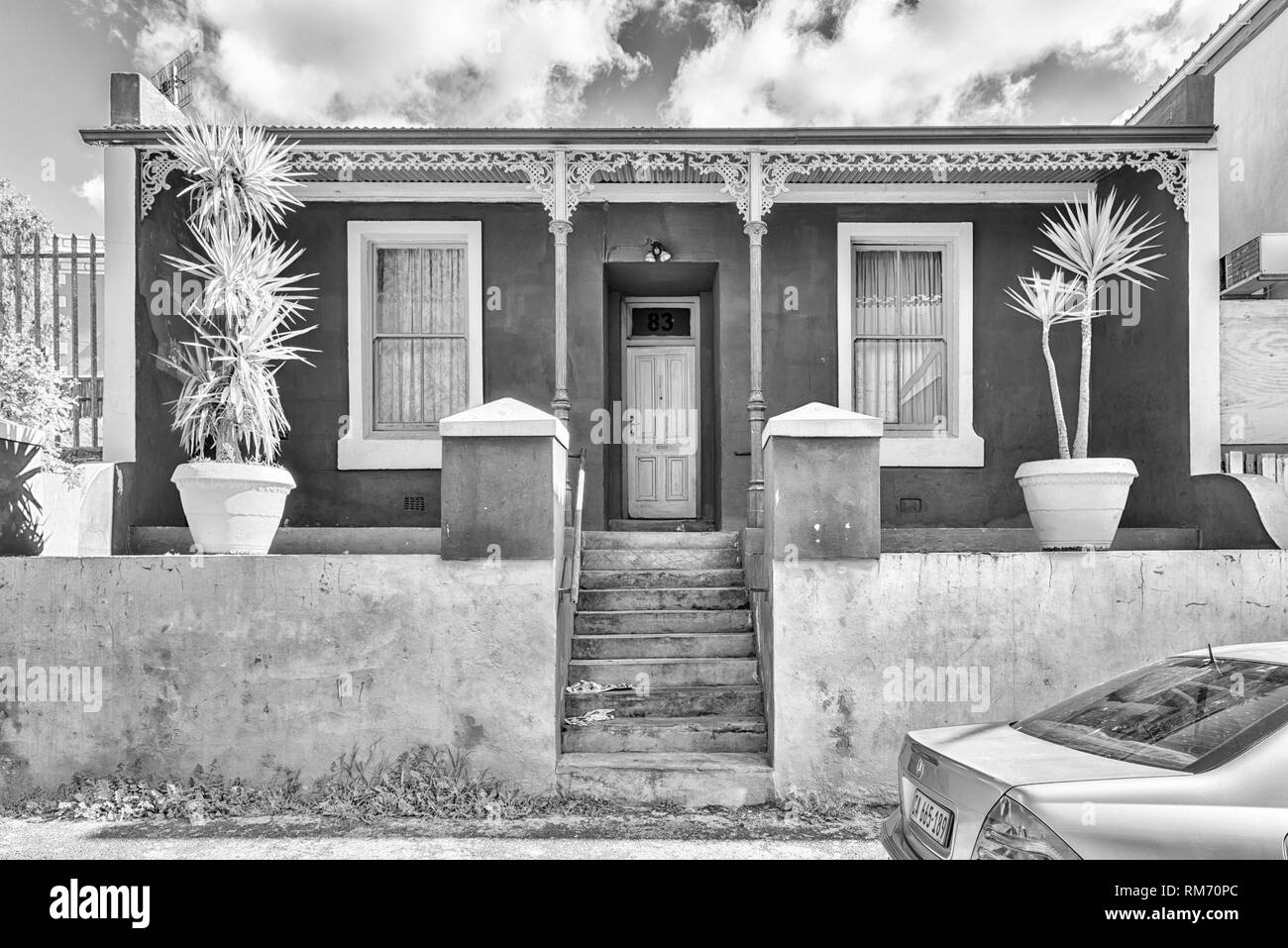 CAPE TOWN, SOUTH AFRICA, AUGUST 17, 2018: An historic house with sash ...