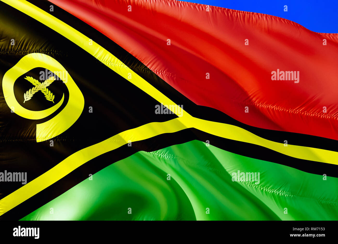 Vanuatu flag. 3D Waving flag design. The national symbol of Vanuatu, 3D ...