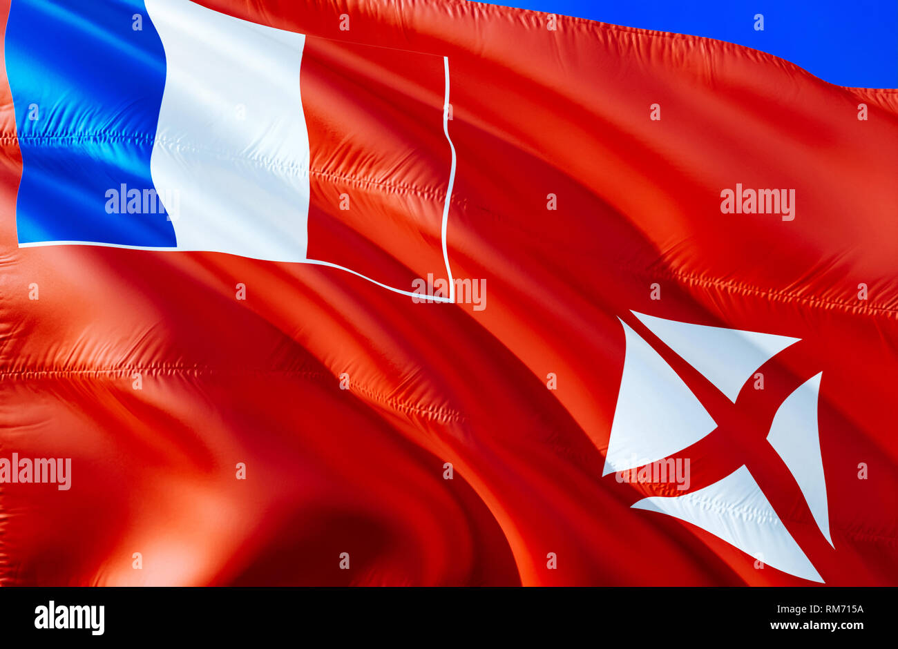 Wallis and Futuna flag. 3D Waving flag design. The national symbol of ...