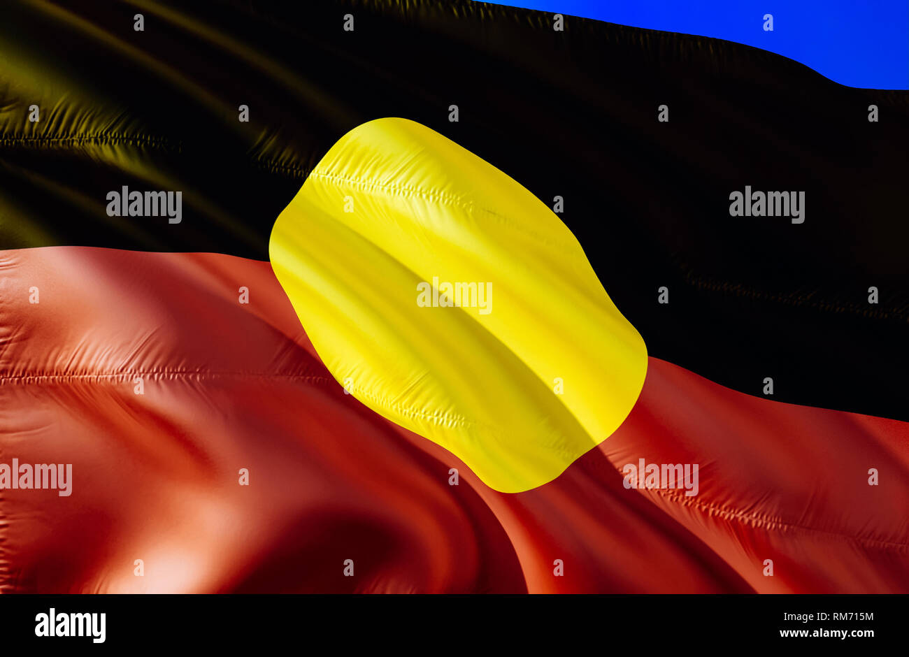 Aboriginal Australia flag. 3D Waving flag design. The national symbol ...