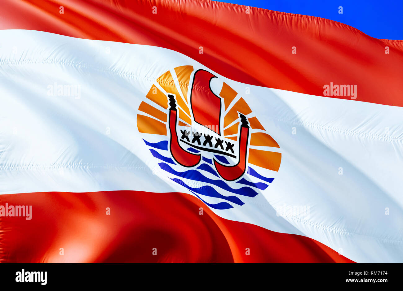 French Polynesia flag. 3D Waving flag design. The national symbol of ...