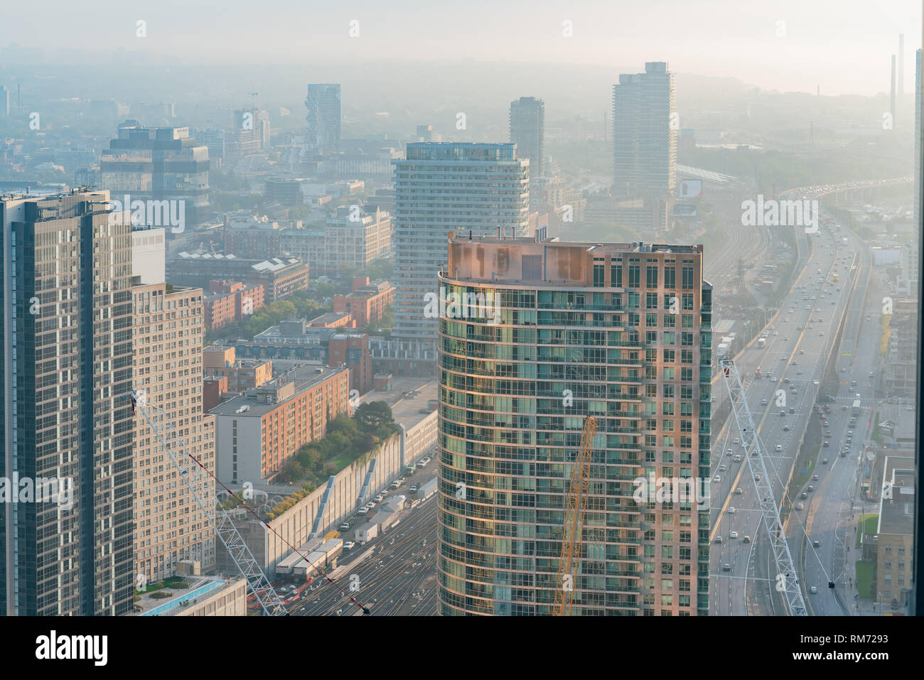 Toronto, OCT 5: Aerial morning view of the Toronto downtown on OCT 5 ...