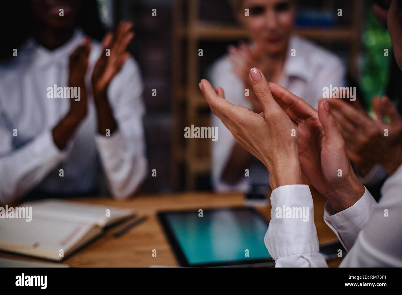 A group of young businessmen successfully completed the project Stock ...