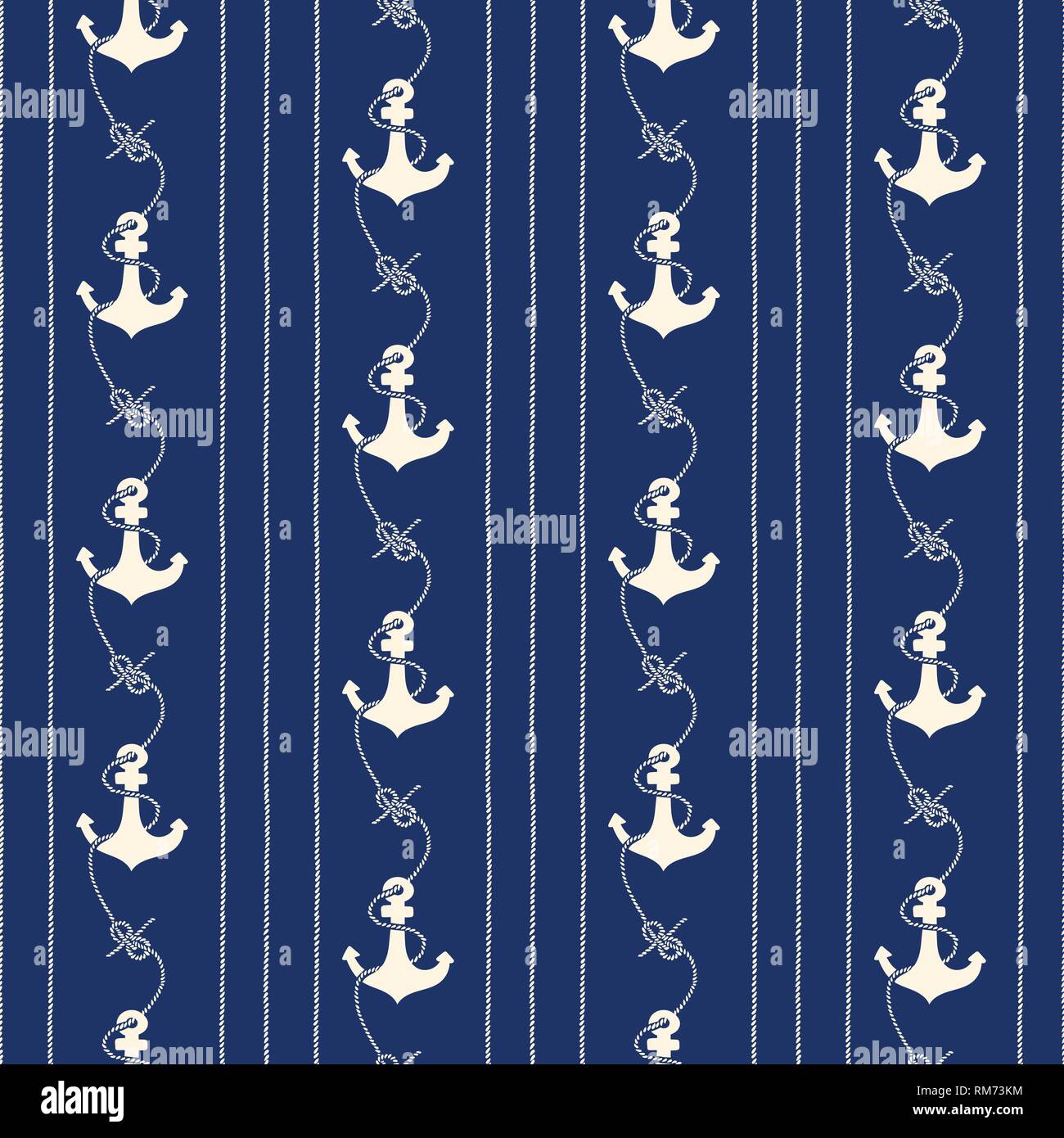 Hand-Drawn Rope Vertical Stripes with Anchors and Zeppelin Bend ...