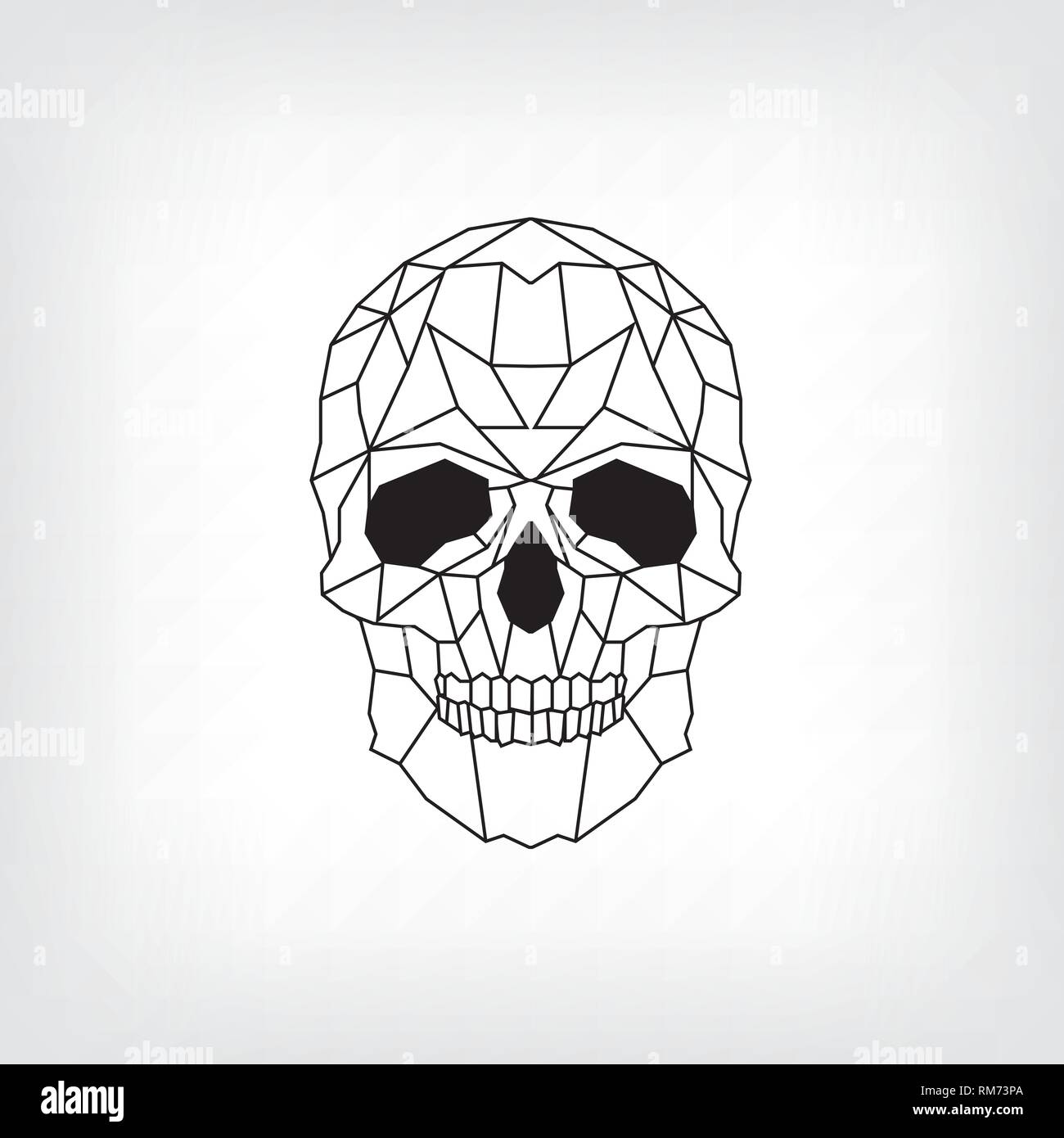 Human skull, cranium, abstract polygonal lines design on white ...