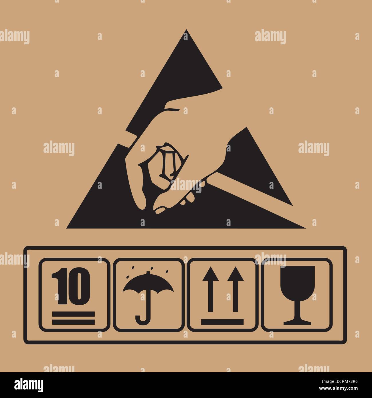 Fragile or packaging symbols. Black fragility signs on white background ...