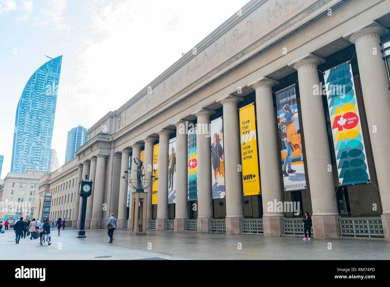 Toronto, OCT 8: Exterior view of the Union Station on OCT 8, 2018 at ...