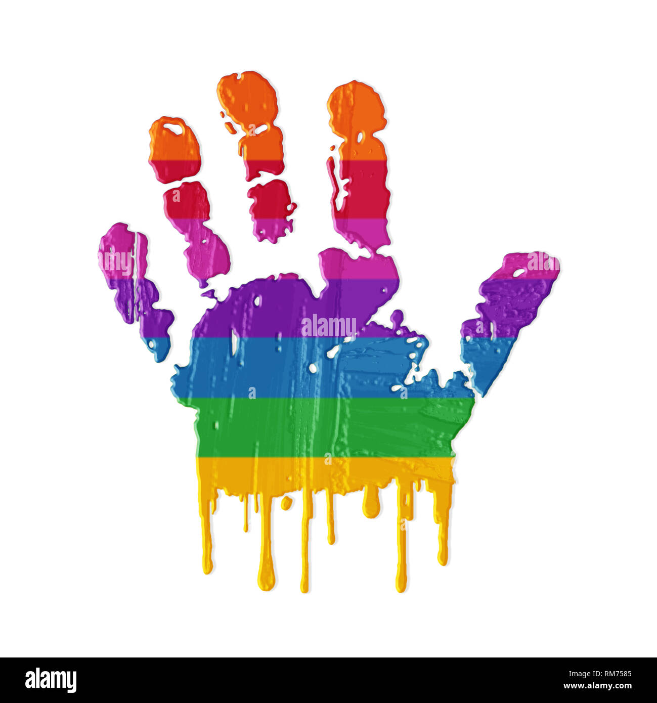fresh painted rainbow hand print Stock Photo - Alamy