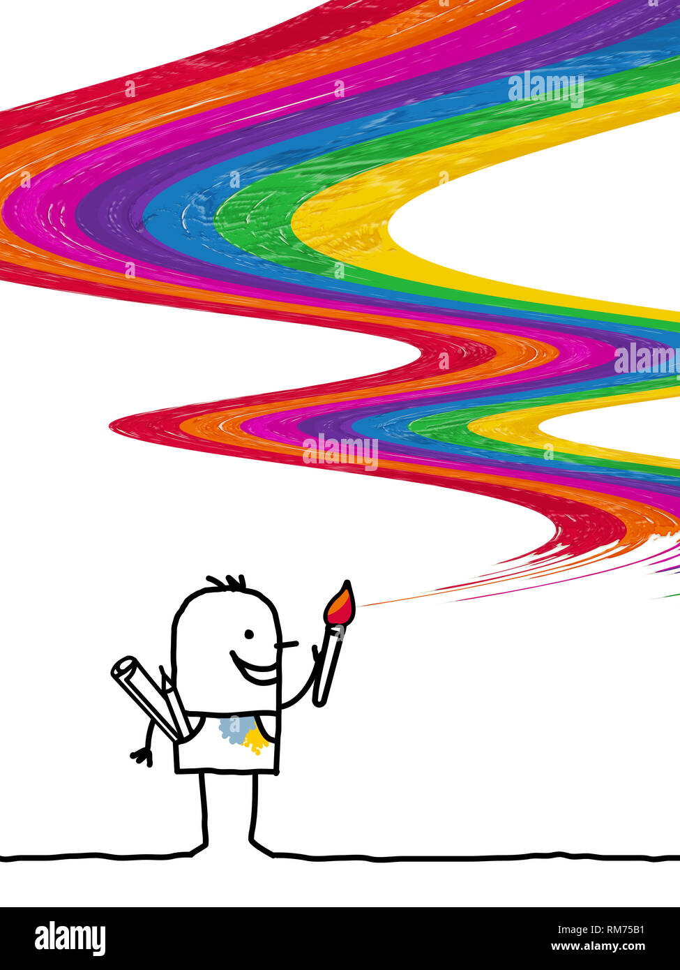 Cartoon artist with colorful painting Stock Photo - Alamy