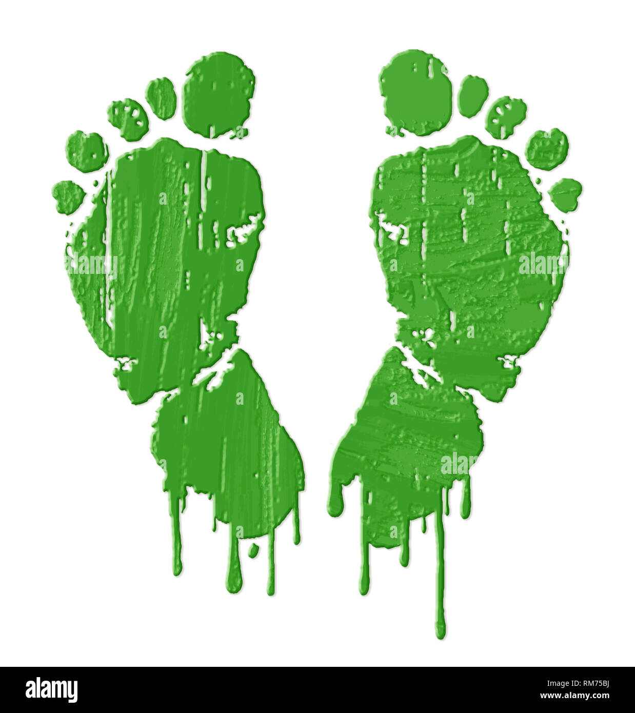 fresh painted green feet print Stock Photo - Alamy