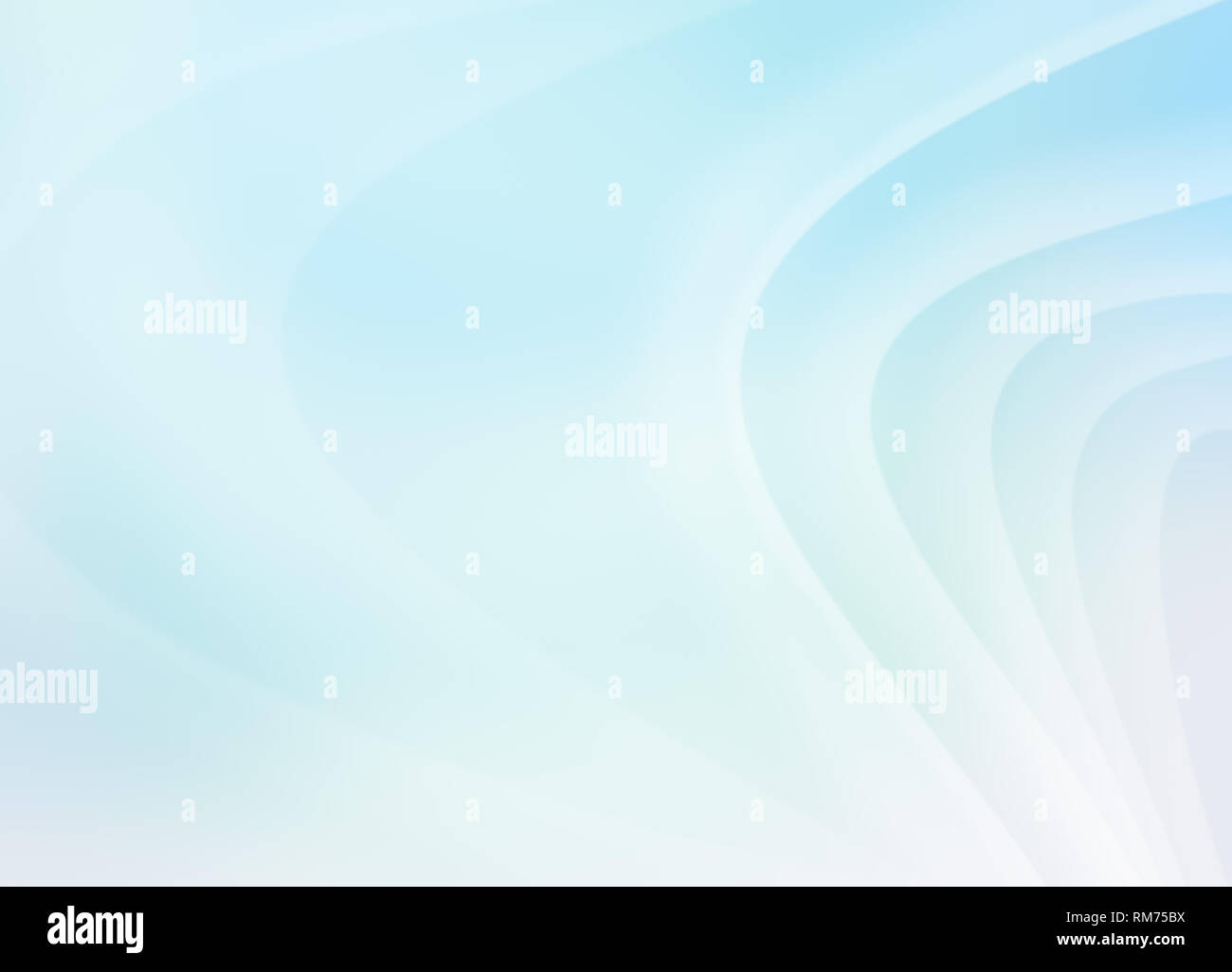 Abstract image of curvy, blurred and soft white and light turquoise ...