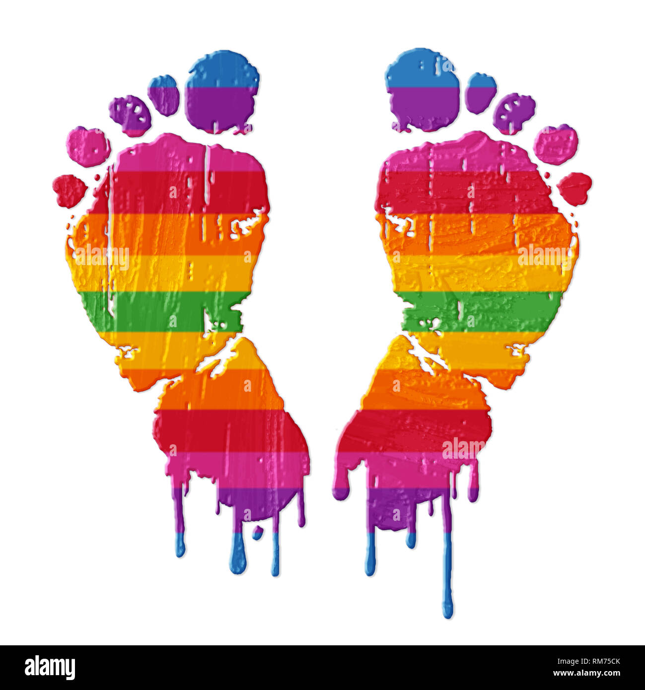 fresh painted rainbow feet print Stock Photo - Alamy