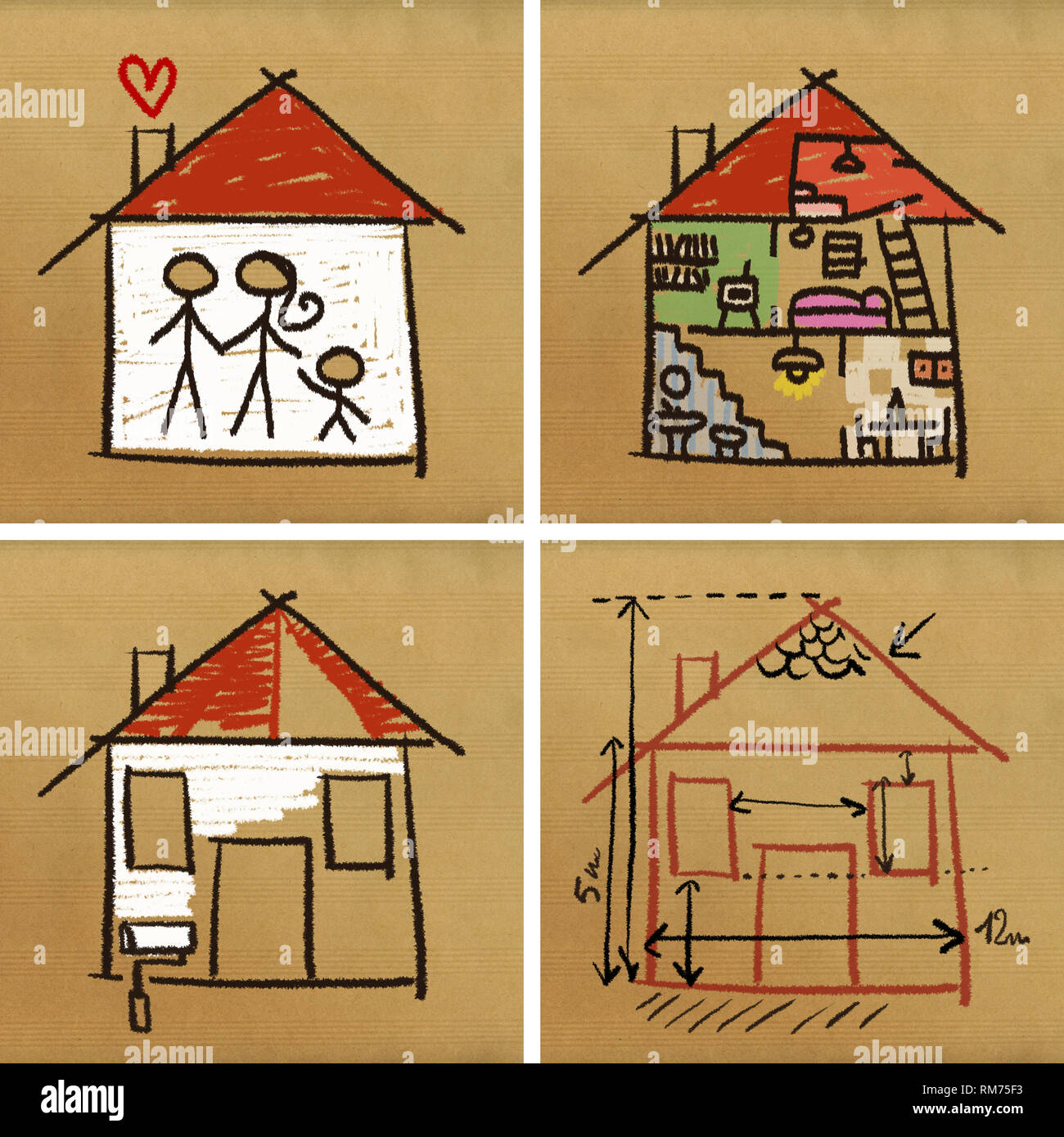 Hand Drawn Real Family House High Resolution Stock Photography and ...