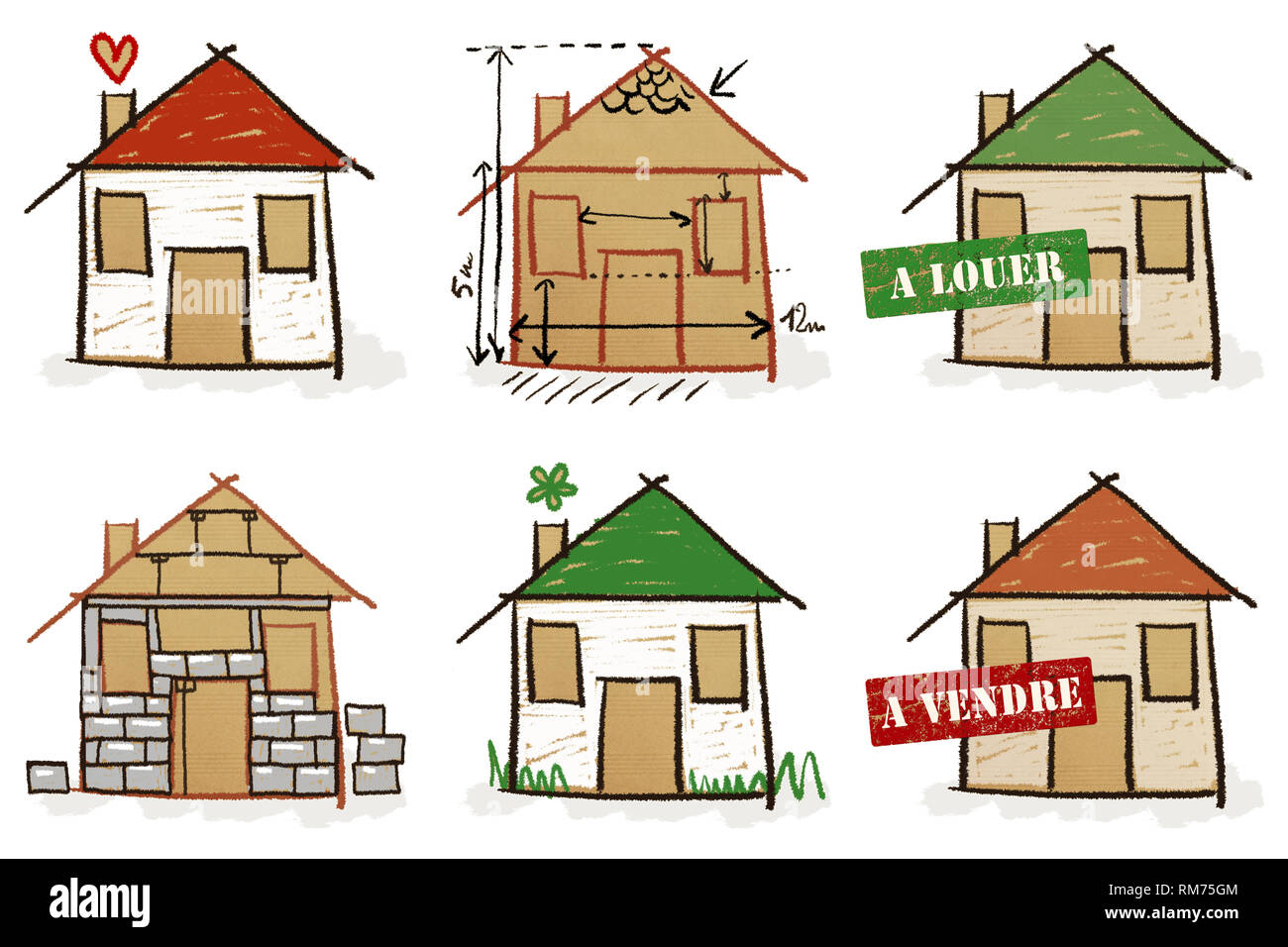Hand drawn houses hi-res stock photography and images - Alamy
