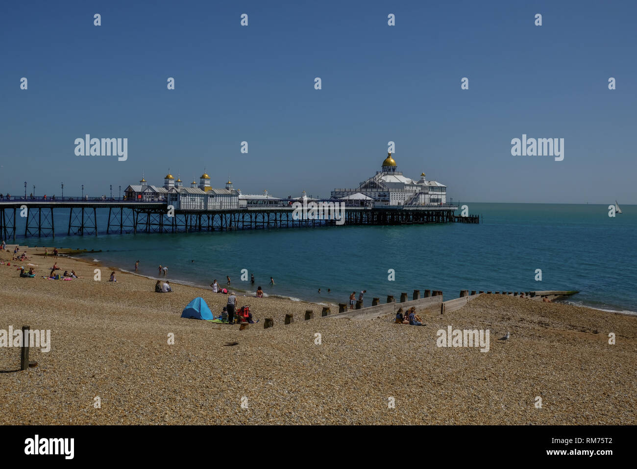 Eastbourne, Sussex, England, UK - August 1, 2018: View of the pier from ...