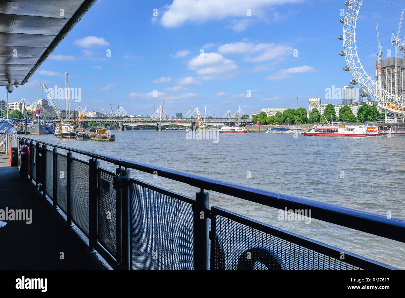Westminster, London, UK - June 8, 2018: View from the Westminster Pier ...