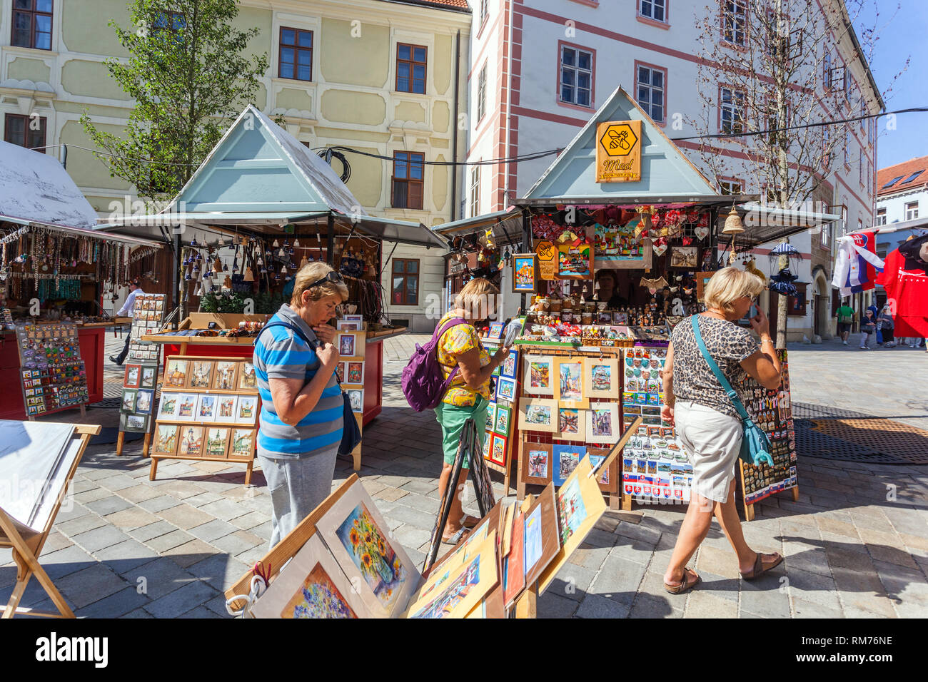 Bratislava Old Town, Market Stall on Franciscan Square, Slovakia Stock ...