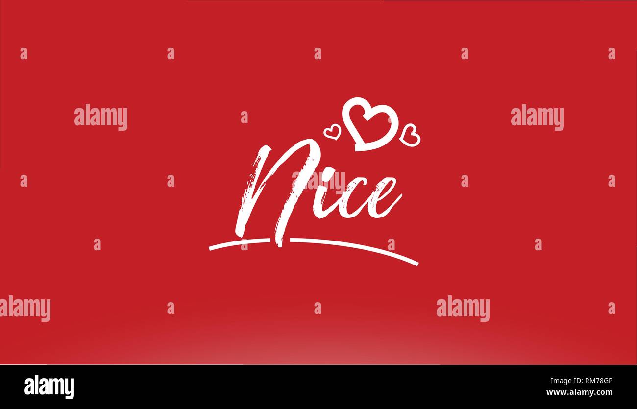 nice white city hand written text with heart on red background for logo ...