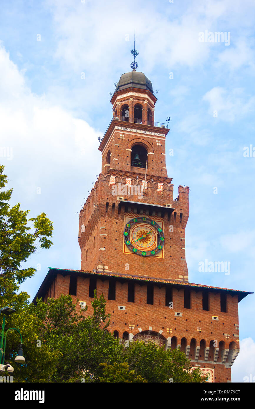 Sforza Castle (Castello Sforzesco) is a castle in Milan, Italy Stock ...