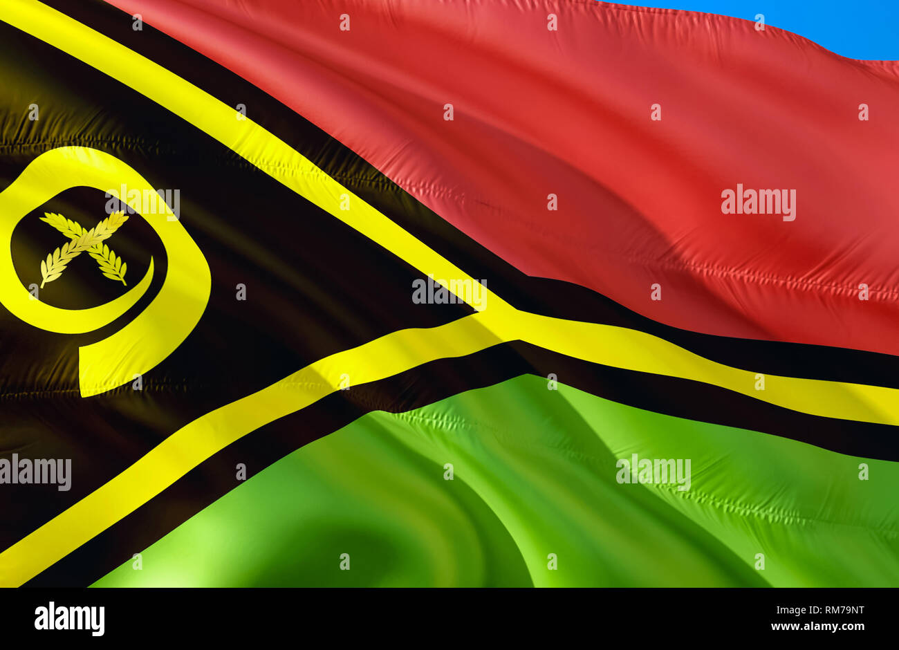 Vanuatu flag. 3D Waving flag design. The national symbol of Vanuatu, 3D ...