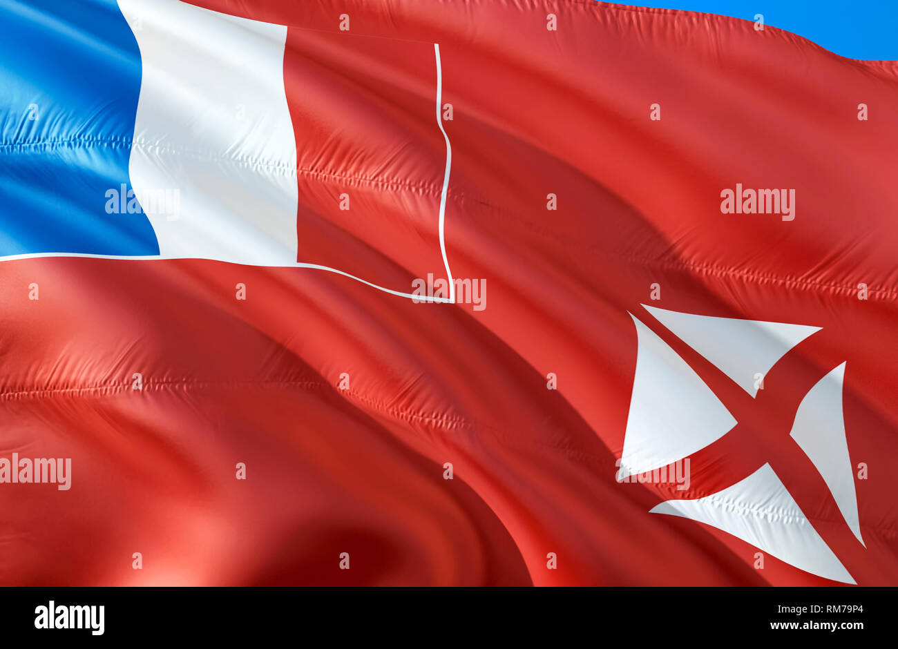 Wallis and Futuna flag. 3D Waving flag design. The national symbol of ...