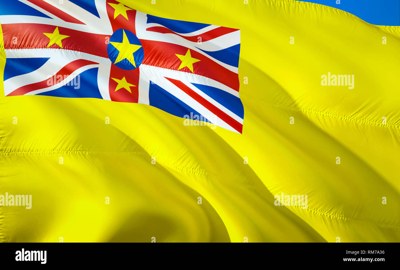 Flag of Niue. 3D Waving flag design. The national symbol of Niue, 3D ...