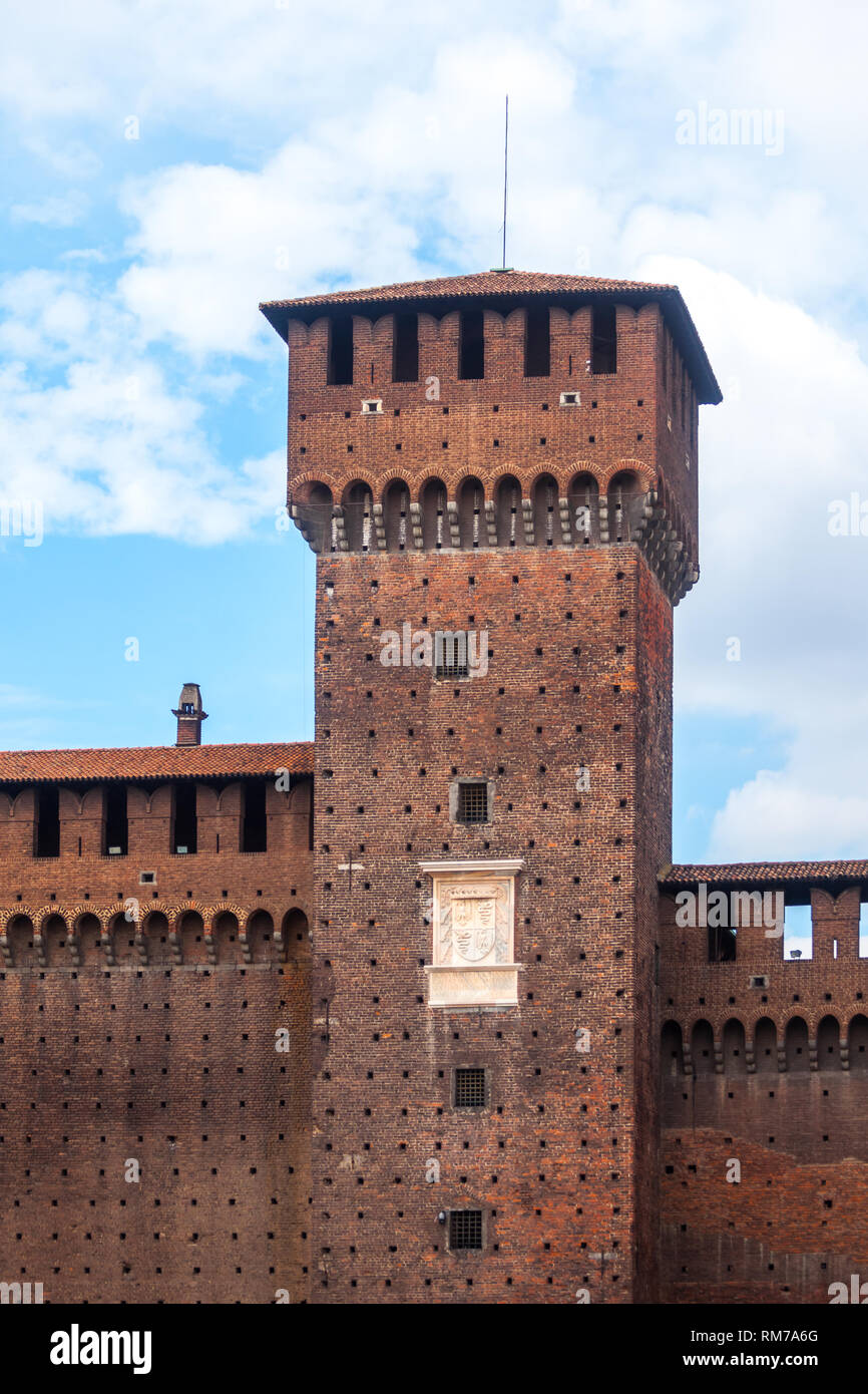 Sforza Castle (Castello Sforzesco) is a castle in Milan, Italy Stock ...