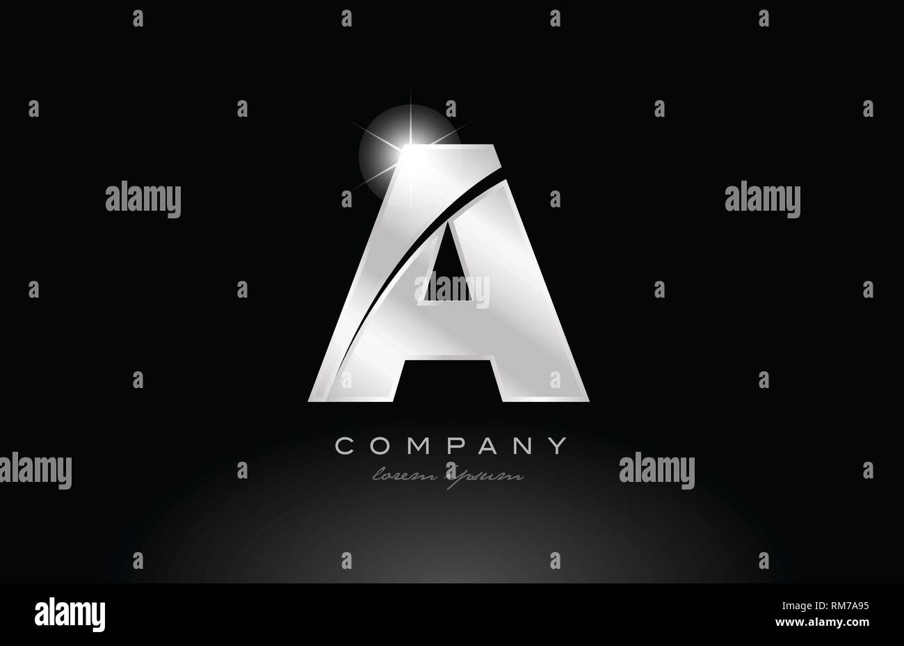 silver letter a metal alphabet logo icon design with grey color on ...