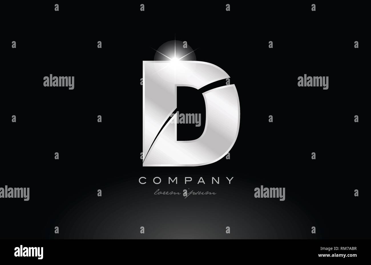 silver letter d metal alphabet logo icon design with grey color on ...