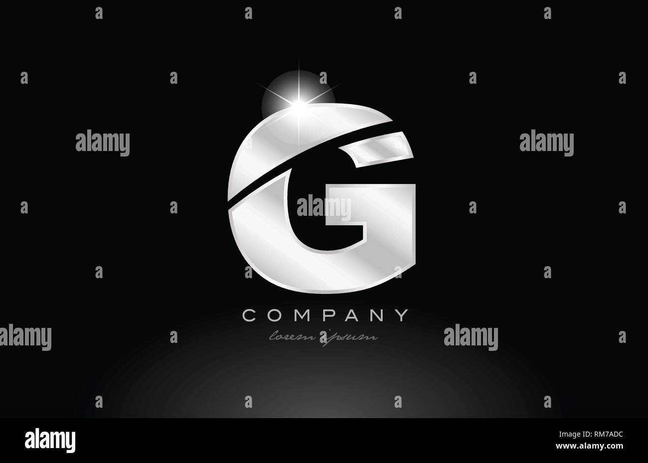 silver letter g metal alphabet logo icon design with grey color on ...