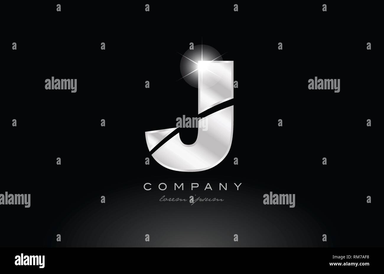 silver letter j metal alphabet logo icon design with grey color on ...