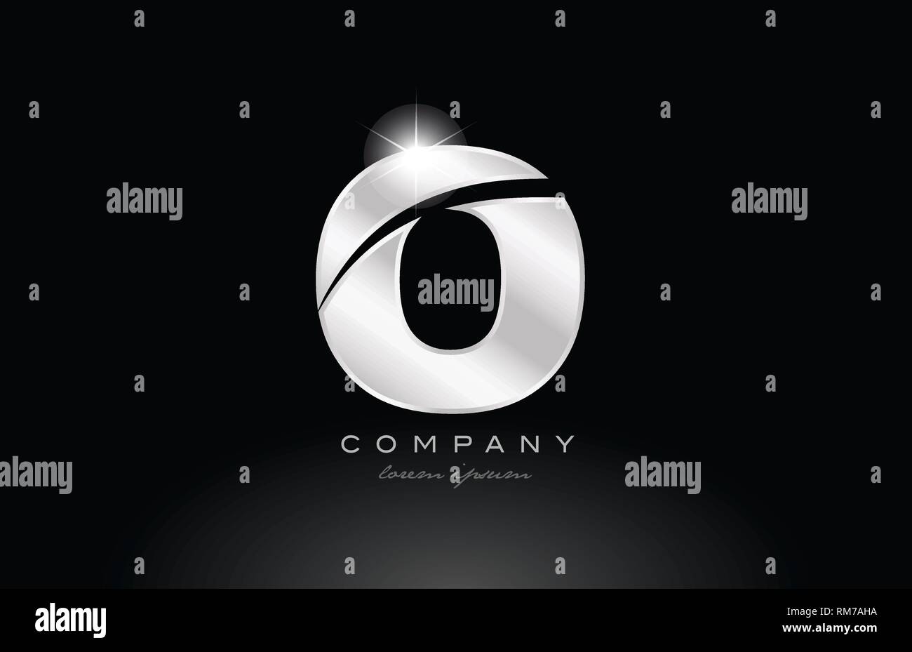 silver letter o metal alphabet logo icon design with grey color on ...