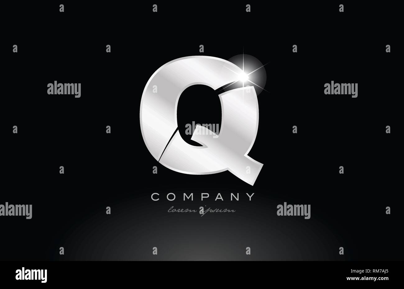silver letter q metal alphabet logo icon design with grey color on ...