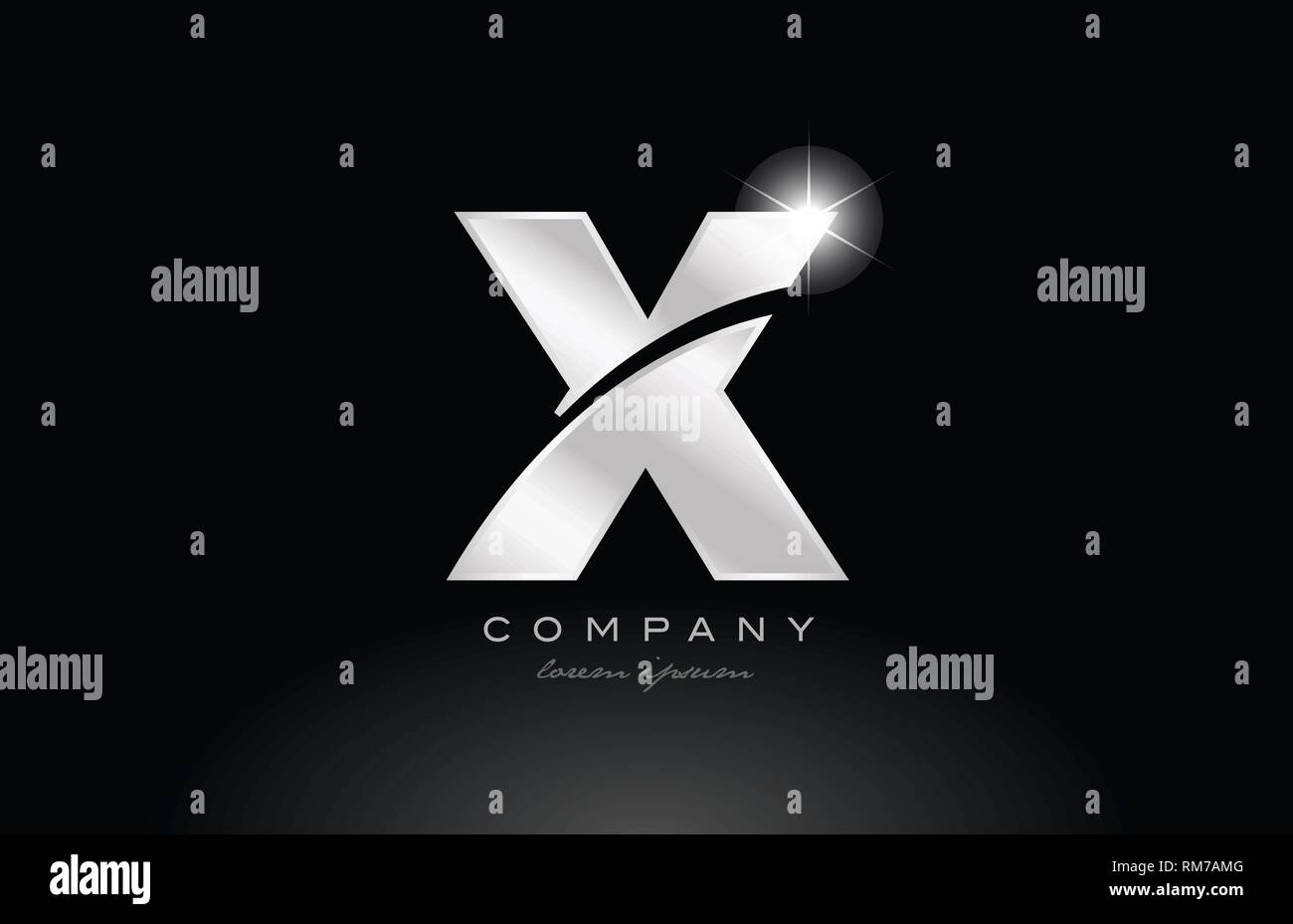 silver letter x metal alphabet logo icon design with grey color on ...