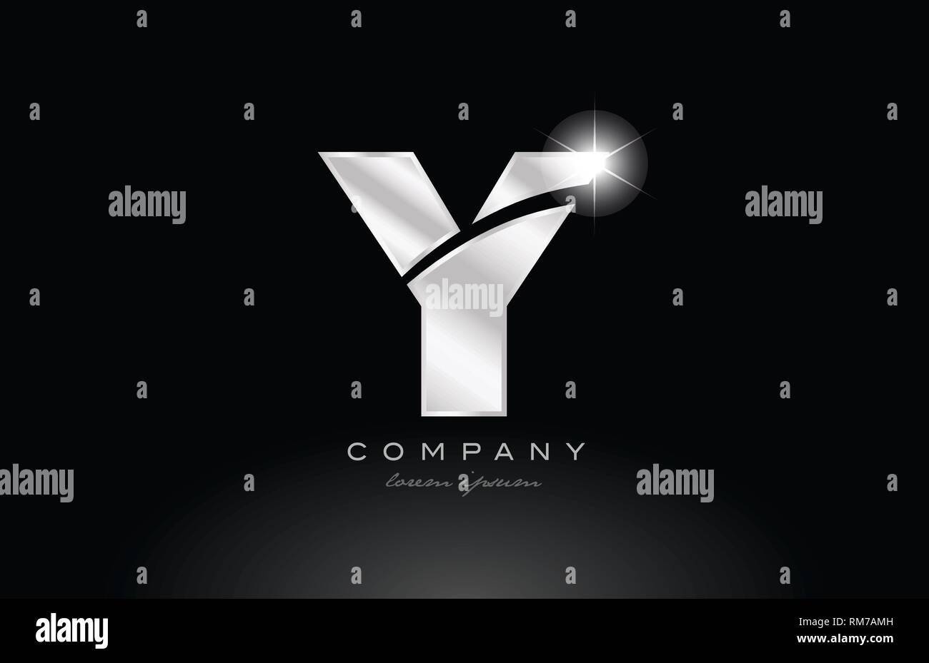 silver letter y metal alphabet logo icon design with grey color on ...