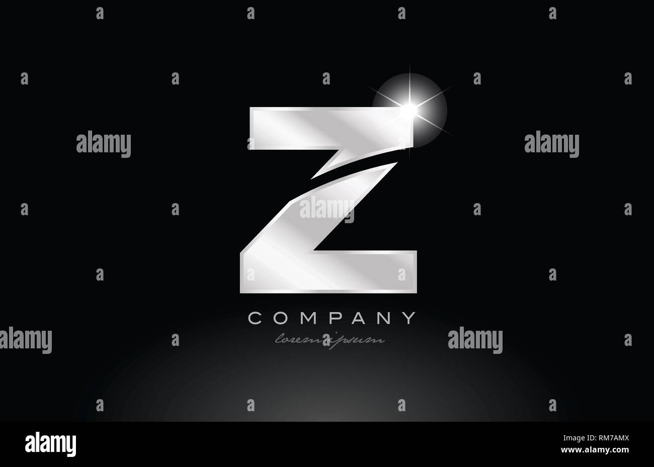silver letter z metal alphabet logo icon design with grey color on ...