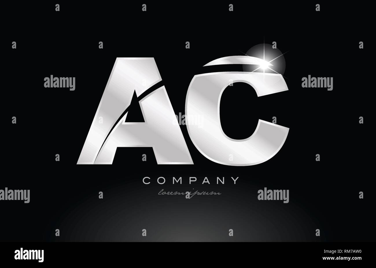 silver letter ac a c metal combination alphabet logo icon design with ...