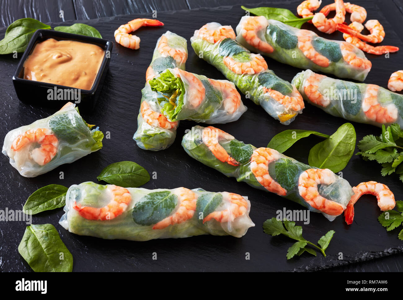 Fresh Spring Roll, Vietnamese Rice Paper Rolls loaded with lettuce ...