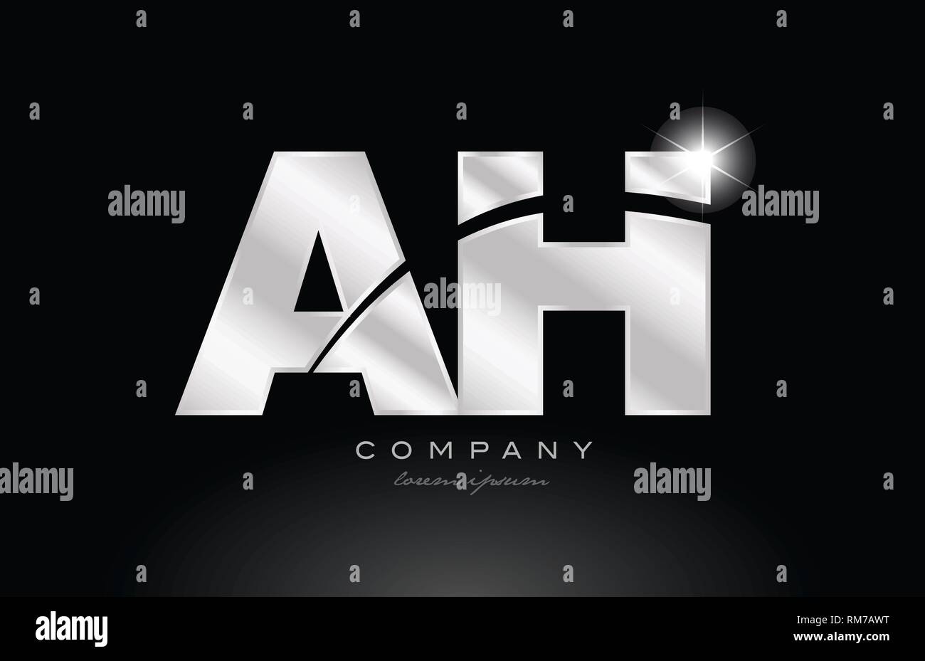 silver letter ah a h metal combination alphabet logo icon design with ...