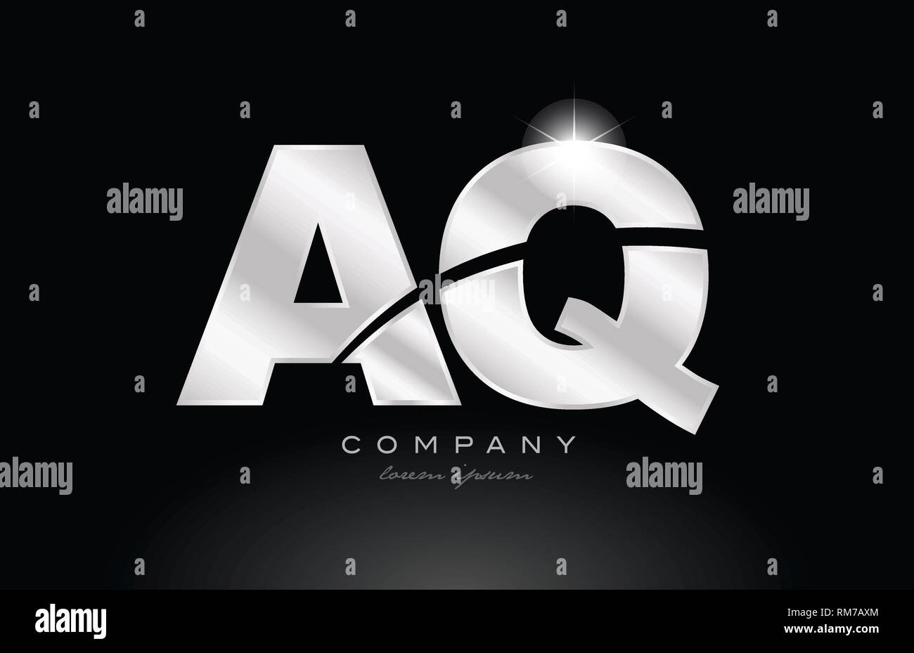 silver letter aq a q metal combination alphabet logo icon design with ...