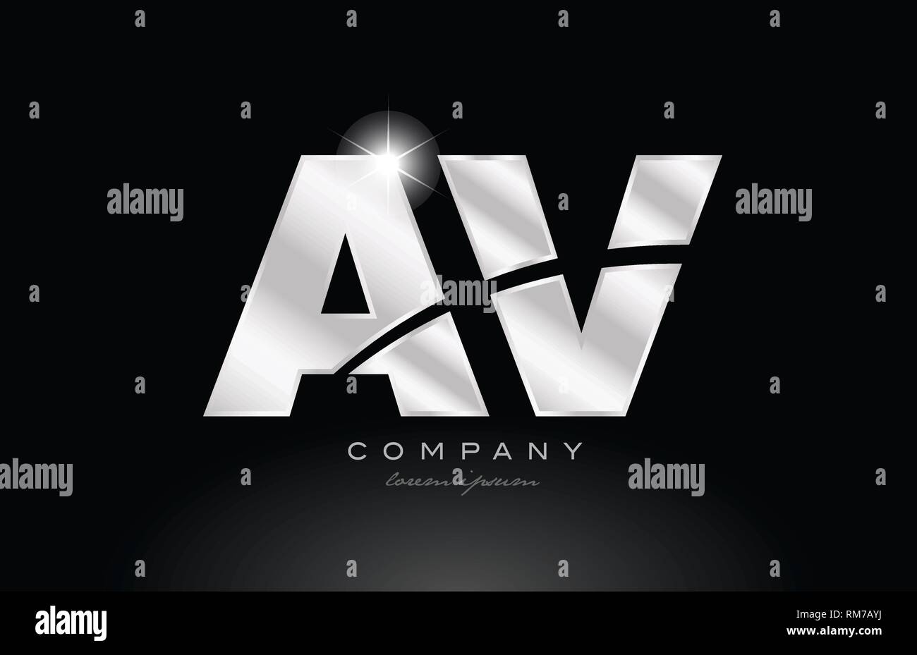 silver letter av a v metal combination alphabet logo icon design with ...