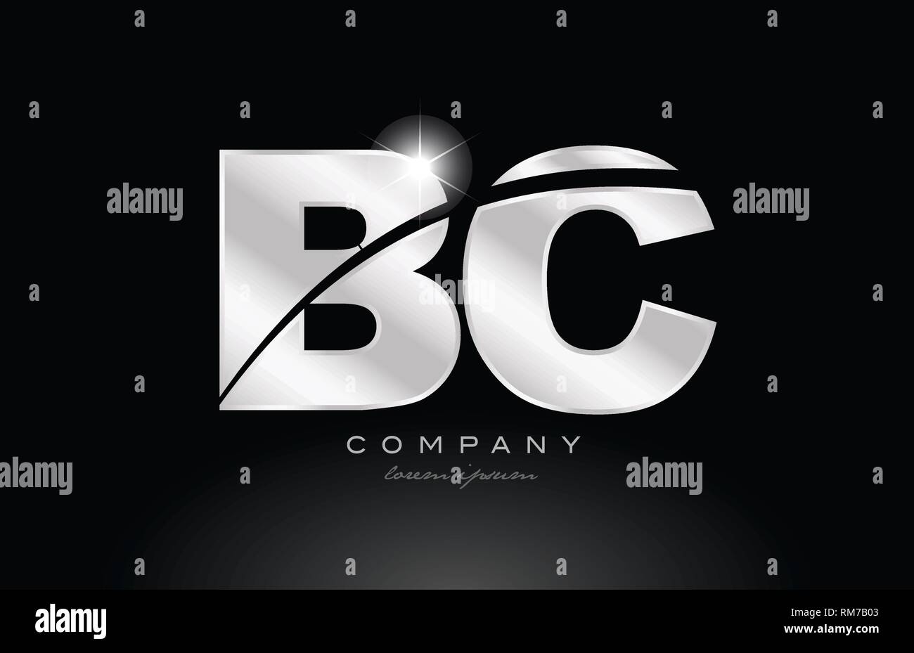 silver letter bc b c metal combination alphabet logo icon design with ...