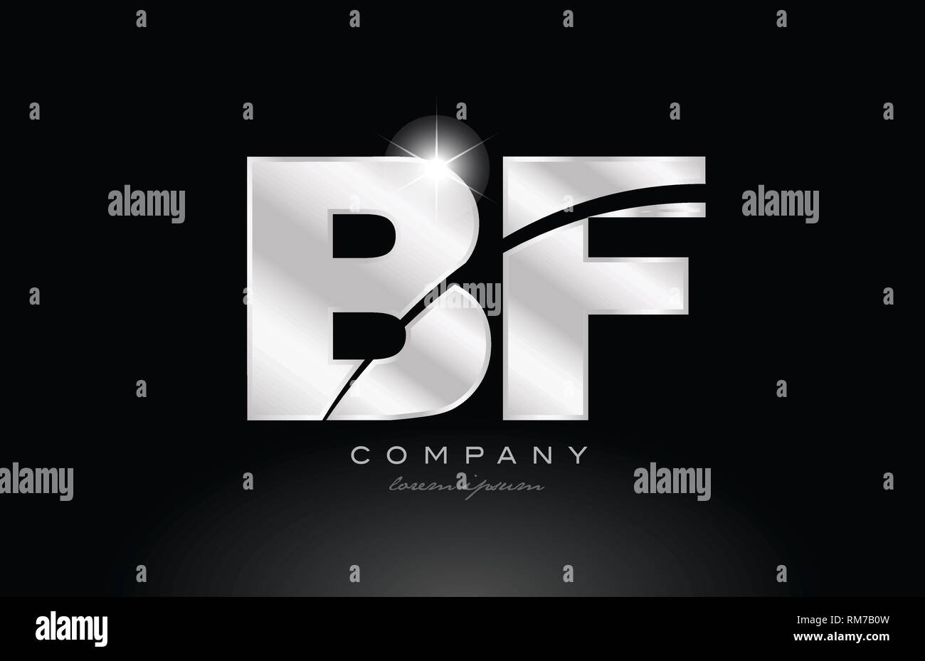 silver letter bf b f metal combination alphabet logo icon design with ...