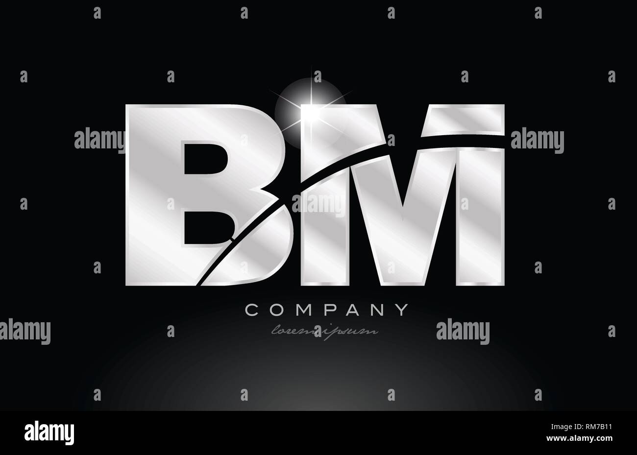 silver letter bm b m metal combination alphabet logo icon design with ...