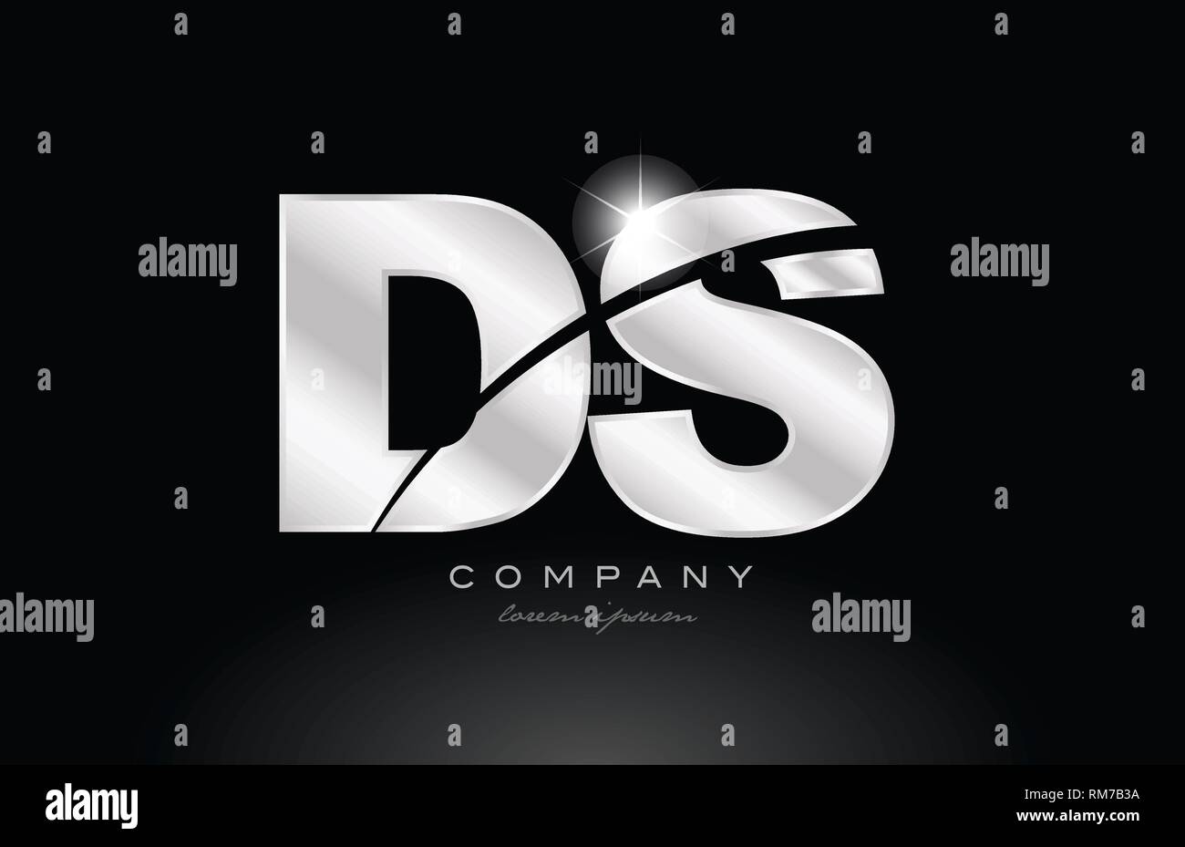 silver letter ds d s metal combination alphabet logo icon design with ...